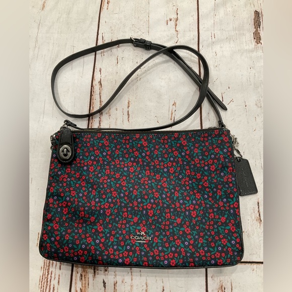 Coach | Bags | Coach Floral Ranch Nylon Double Zip Crossbody | Poshmark